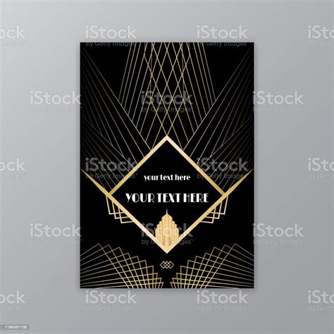 아르 데코 템플릿 골든 블랙 A4 페이지 메뉴 카드 초대장 태양과 도시 조명 아르 데코 아르 누보 스타일 아름다운 배경 0명에 대한 스톡 벡터 아트 및 기타 이미지 Istock