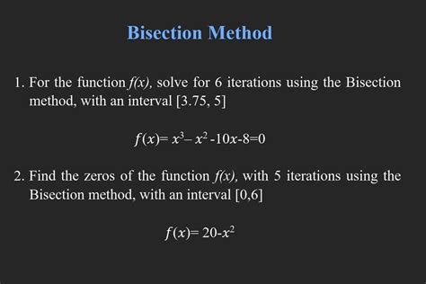 Solved Bisection Method 1 For The Function Fx Solve For