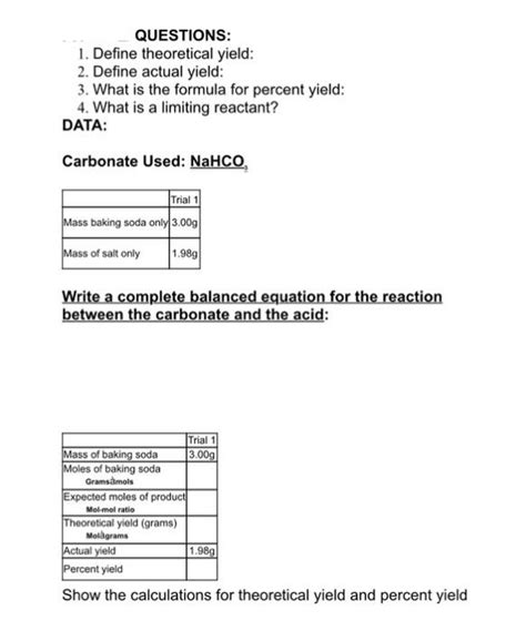 Theoretical Yield Definition