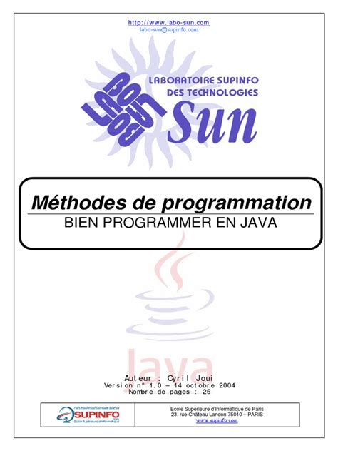 Cours Methodes De Programmation Pdf Classe Informatique Java