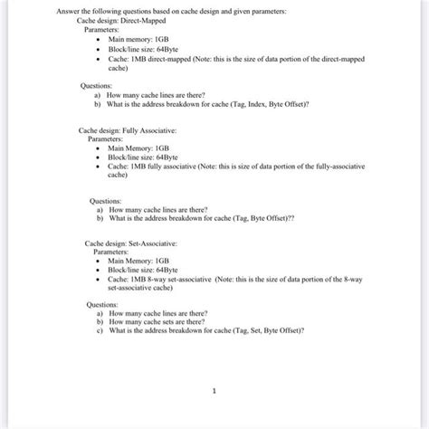 Solved Answer The Following Questions Based On Cache Design Chegg