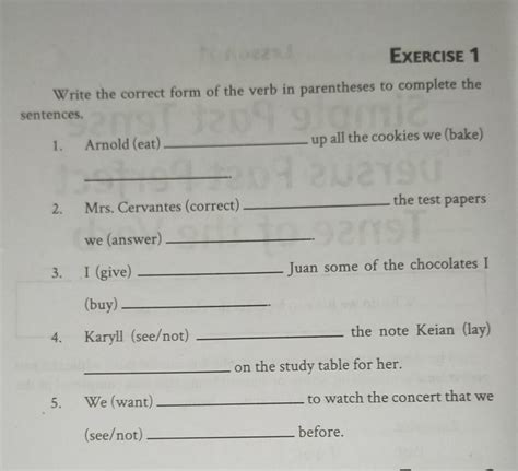 Write The Correct Form Of The Verb In Parentheses To Complete The