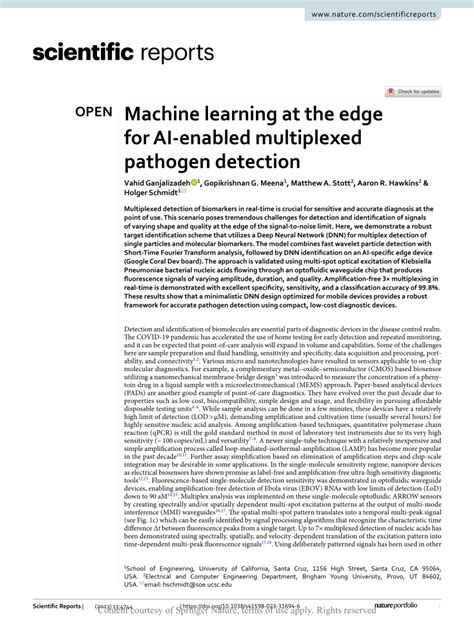 Pdf Machine Learning At The Edge For Ai Enabled Multiplexed Pathogen Detection