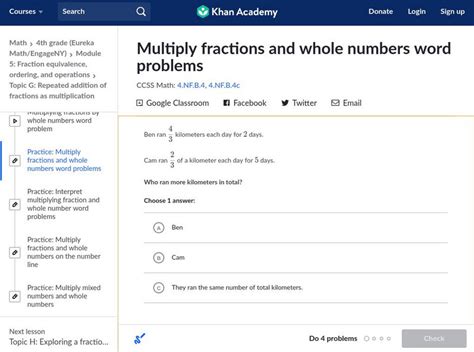 Khan Academy Multiply Fractions And Whole Numbers Word Problems Unit Plan For 3rd 5th Grade