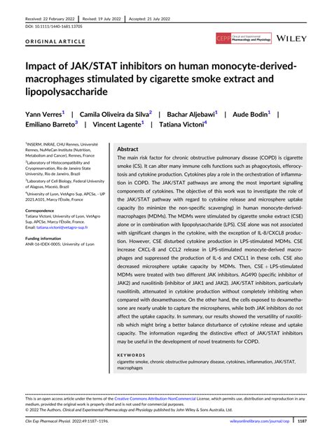 Pdf Impact Of Jak Stat Inhibitors On Human Monocyte‐derived‐macrophages Stimulated By