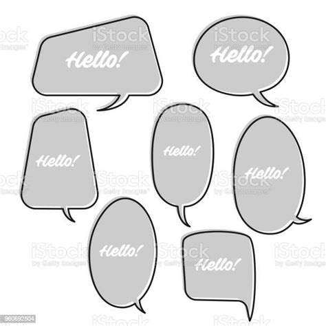 트렌디한 연설 거품 메시지 벡터 일러스트 레이 션 된 평면 설계에서 설정 Brand Name Online Messaging Platform에 대한 스톡 벡터 아트 및 기타