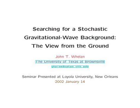 Searching For A Stochastic Gravitational Wave Background The