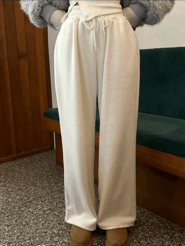 하체커버전체밍크안감🔥 밍크 기모 와이드 트레이닝 밴딩 팬츠 면 바지 에이블리