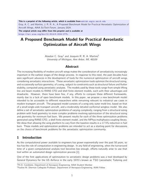 Pdf A Proposed Benchmark Model For Practical Aeroelastic Optimization Of Aircraft Wings