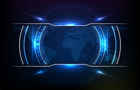 라운드 미래 기술 사용자 인터페이스 화면 Hud의 추상 배경 프리미엄 벡터