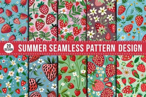 Summer Seamless Pattern Bundle Graphic By Watercolorart · Creative Fabrica