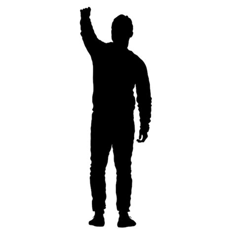 Premium Vector Black Silhouettes Man With Arm Raised Vector Illustration
