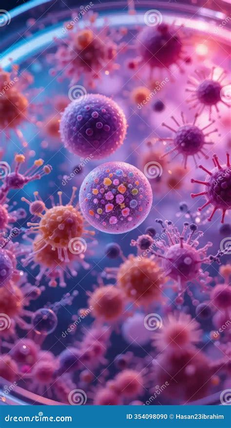 Microscopic World A Vivid Visualization Of Viral And Cellular Structures Under The Microscope