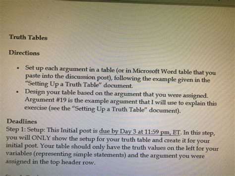 Solved Truth Tables Directions Set Up Each Argument In A Chegg Com