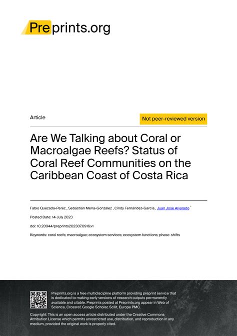 Pdf Are We Talking About Coral Or Macroalgae Reefs Status Of Coral