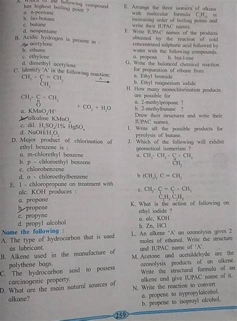 Draw Their Structures And Write Their Iupac Names I Write All The Possi