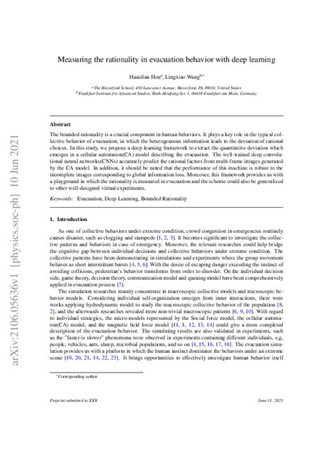 Pdf Measuring The Rationality In Evacuation Behavior With Deep Learning