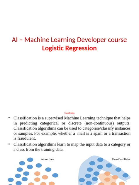 Logistic Regression Ai Ml Developer Course Pdf Logistic Regression Statistical