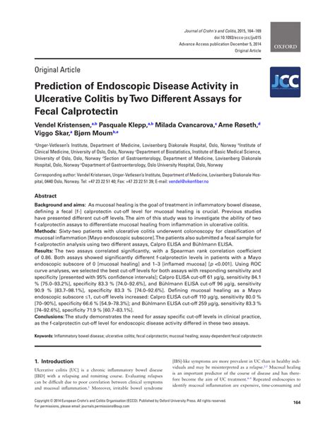 Pdf Prediction Of Endoscopic Disease Activity In Ulcerative Colitis