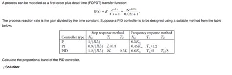 solved a process can be modeled as a first order plus dead