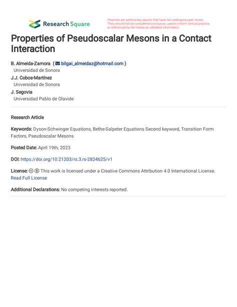 Pdf Properties Of Pseudoscalar Mesons In A Contact Interaction