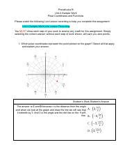 Unit Sample Work Pdf Precalculus B Unit Sample Work Polar Coordinates And Functions Please