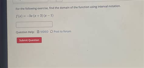 solved for the following exercise find the domain of the
