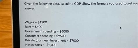 Solved Given The Following Data Calculate GDP Show The Chegg Com