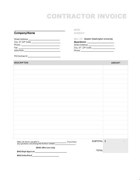 Contract Employee Invoice Template At Pdftemplate Invoice Template Invoice Template Word