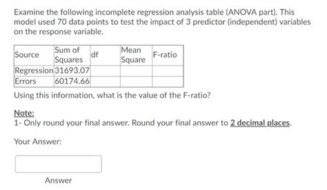 Solved Examine The Following Incomplete Regression Analysis