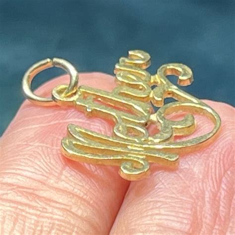 10k Yellow Gold MOTHER Cursive Script Pendant Antique Gem