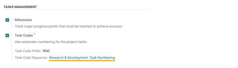 Project Task Codes Garazd Creation