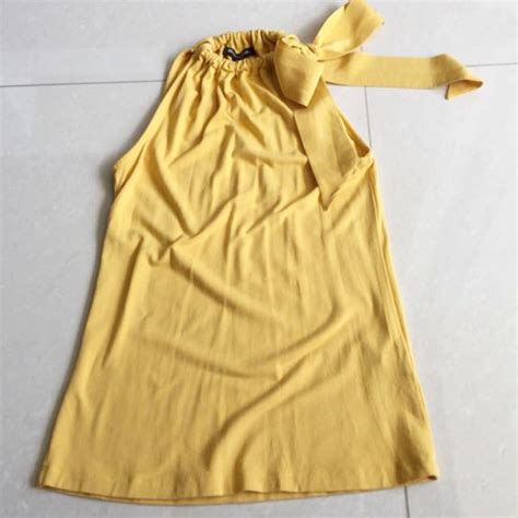 Massimo Dutti Mustard Yellow Top Womens Fashion Tops Blouses On