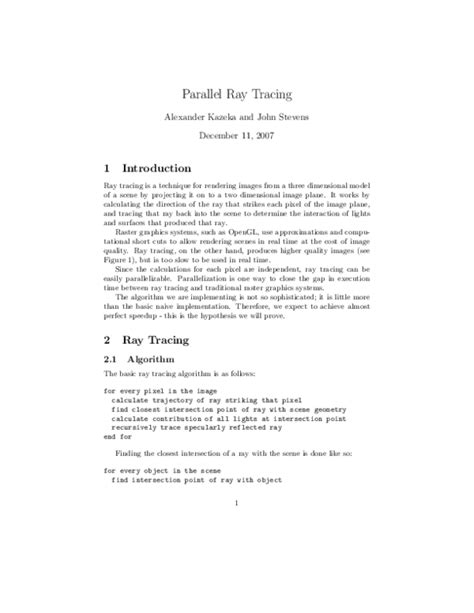Pdf Parallel Ray Tracing