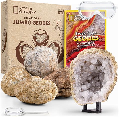 National Geographic Break Open 5 Jumbo Geodes Earth Science Kit With 5 Premium