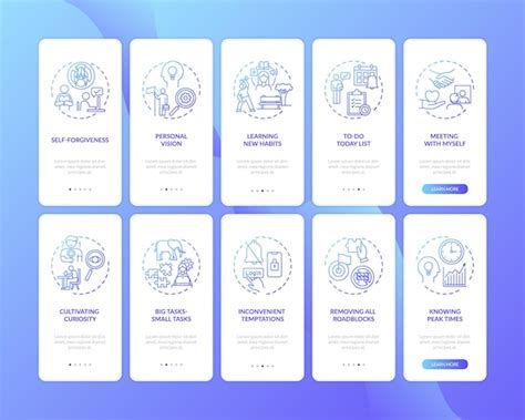 Premium Vector Overcoming Procrastination Onboarding Mobile App Page Screen With Concepts Set