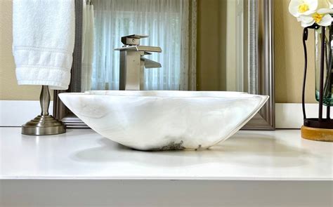 Luxury White Onyx Sink Hand Carved Natural Stone Bathroom Basin