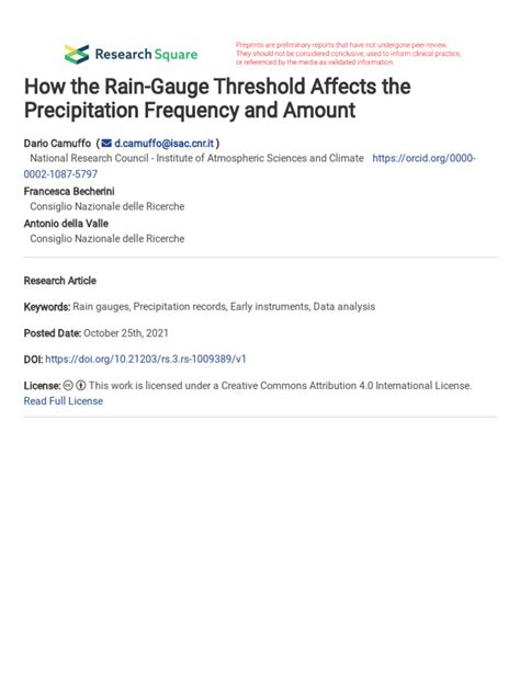 How The Rain Gauge Threshold Affects The Precipita Pdf