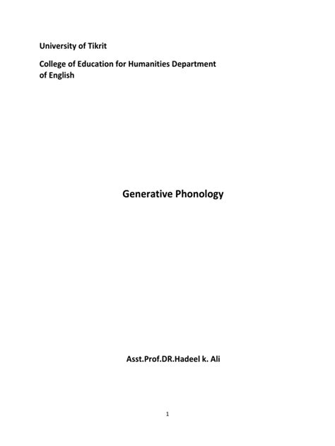Generative Phonology Pdf