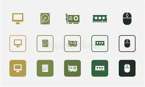 Monitor Hard Drive Gpu Ram Computer Stock Vector Illustration Of Button Element 263166710