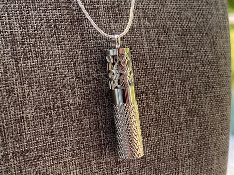 Cylinder Locket Silver Floral Locket Essential Oil Diffuser