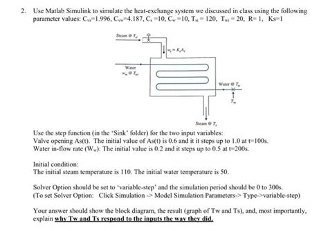Solved Use Matlab Simulink To Simulate The Heat Exchange Chegg