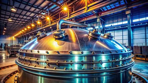 Closeup View Of Industrial Steel Tank Lid Fastening Process Precision