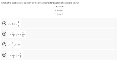 Solved What Is The Least Squares Solution For The Given Chegg