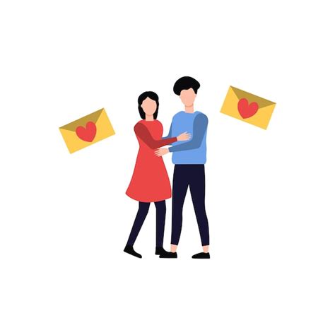 Chico Y Chica Enviando Cartas De Amor Vector Premium