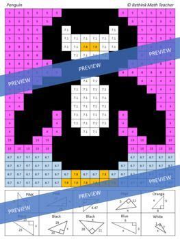 Pythagorean Theorem Color By Numbers Worksheets Pythagorean Theorem Learning Stations