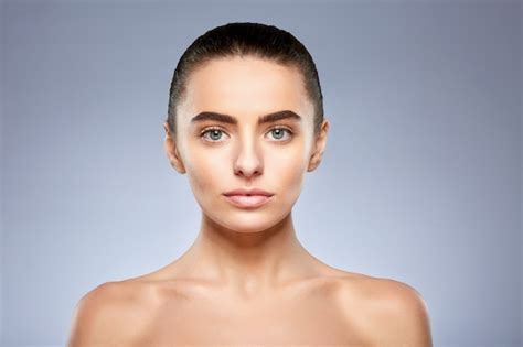 Premium Photo Beauty Concept Portrait Of Beautiful Woman Without Make Up Head And Shoulders