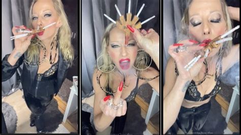 Smoking 5 Voque Blue Slim At Once With My 5 Holder In Pvc Leather And