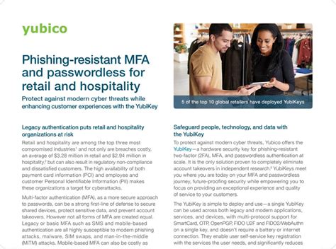 Phishing Resistant Mfa For Retail And Hospitality Yubico