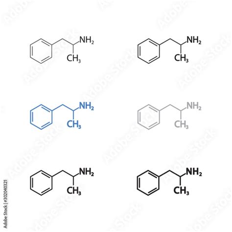 Adderall Or Amphetamine Molecular Structural Chemical Formula Vector Set Stock Vector Adobe